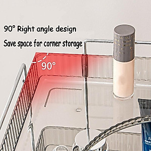 DEAMACE Corner Bathroom Counter Organizer, Bathroom Counter Shelf, Makeup Organizer for Vanity, Bathroom Organizer for Skincare, Cosmetics, Perfumes, Lotions, Toiletries (3 Tiers, Grey)