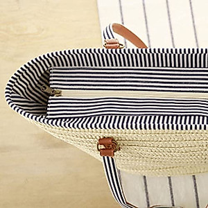 Simple Shoulder Woven Bag Fashion Tassel Pendant Straw Bag Beach Women's Bag Bamboo Basket Tote Bag Travel Soft Bags (Color : Beige)