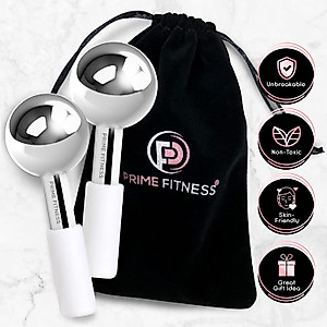 Ice Globes for Facials | Unbreakable Steel Cooling Roller | Cryo Sticks for Face | Massager for Face Neck & Eyes | Skin Care for Dark Circles, Puffiness, Wrinkles, Collagen Production (WHITE)