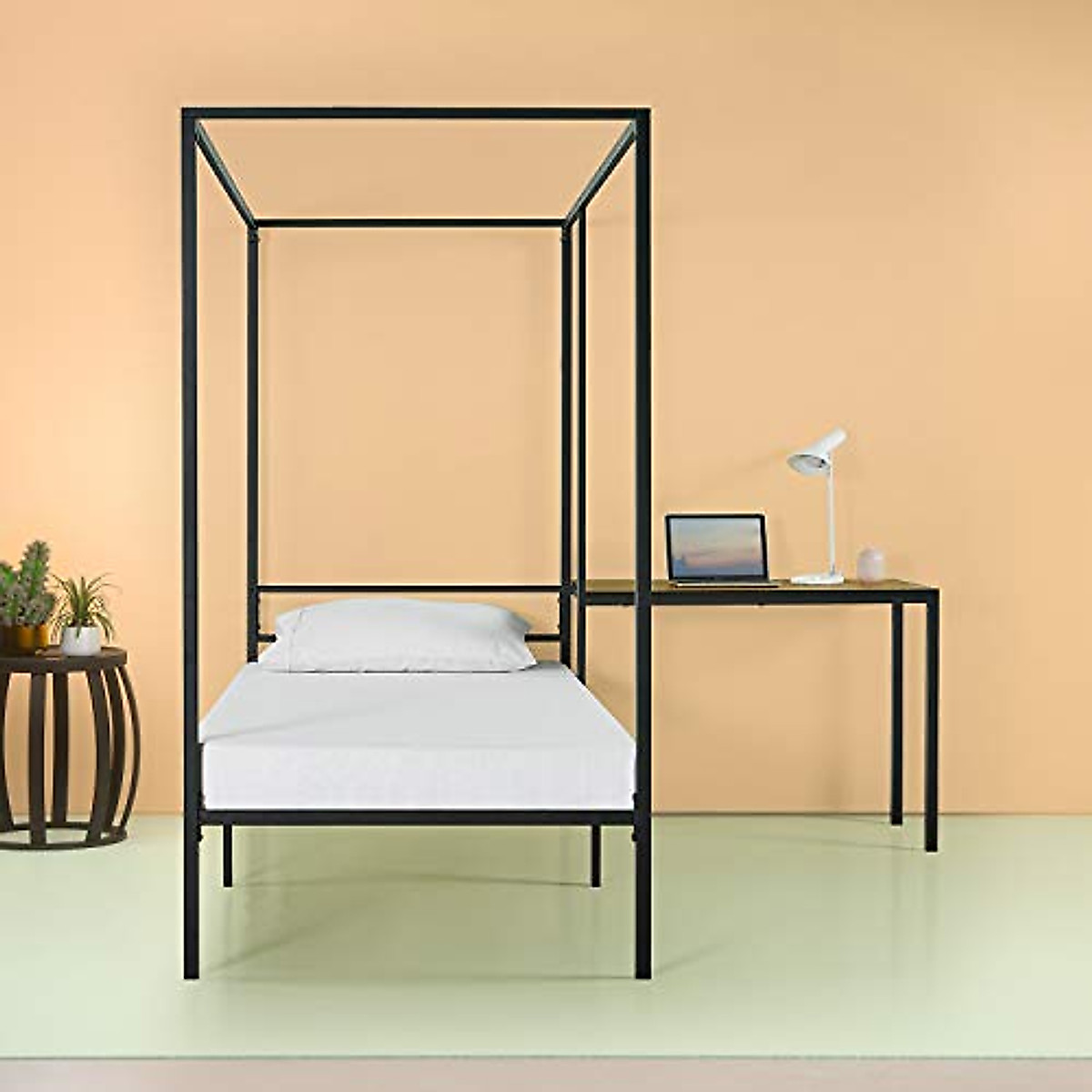Zinus Kenn Canopy Bed Frame with Desk for students, Twin