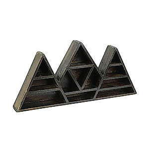 Zeckos Dark Brown Wooden Geometric Triangle Crystal Display Shelf 16.5 x 7.75 x 2 inch