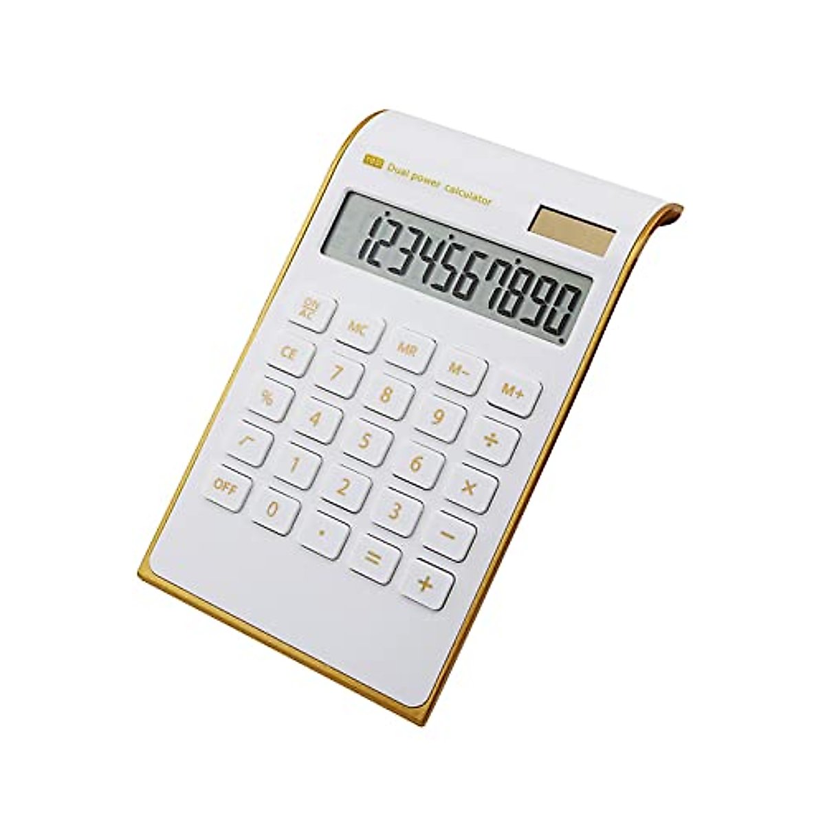 Dual Powered Calculator,Ultra Thin Solar Power Calculator for Home Office Desktop Calculator Tilted LCD Display Business Slim Desk Calculator(White)