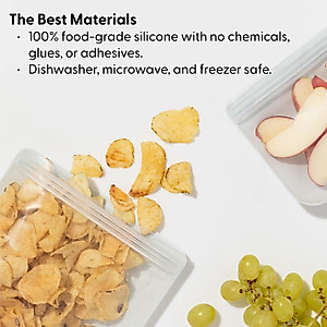 W&P Porter Snack Bag 100% Silicone Reusable Food Storage Bag | 10 oz Flat - Cream | Cook, Store, or Freeze | Easy Cleaning, Dishwasher-Safe