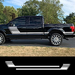 MVMTVT 2PCS Car Side Decals Sticker for Ford F150 Sport Auto Body Side Stripe Decal Skirt Car Door Side Hockey Stripe Graphical Decal Vinyl Stripe Decal Decoration (Matte Black)