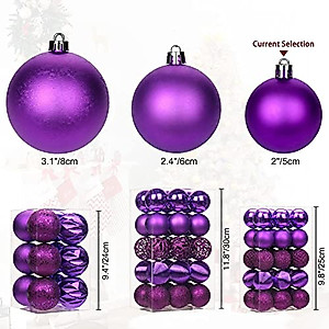 30PCS 2" Christmas Ball Ornaments Shatterproof Purple Christmas Tree Decorations Xmas Tree Balls Halloween Ornaments Décor