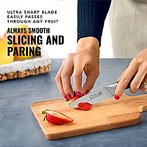 Cutluxe Paring Knife – 3.5" Small Kitchen Knife, Peeling Knife with Razor Sharp Blade – Forged High Carbon German Steel – Full Tang & Ergonomic Handle Design – Artisan Series