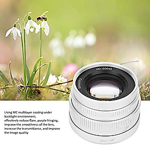 Camera Lens 35mm F1.2 Large Aperture Portrait Manual Lens for Canon M3/M5/M6/M6 II/M10/M100/M50 Large Aperture Lens(Silver)