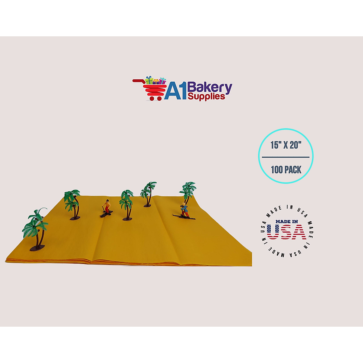 Goldenrod Tissue Paper 15 Inch X 20 Inch - 100 Sheet Pack Premium Tissue Paper By A1 bakery supplies