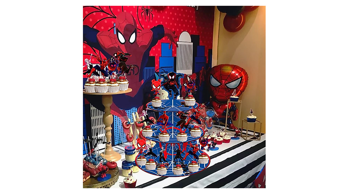 Miles Morales Cupcake Stand for Fun Birthday Parties