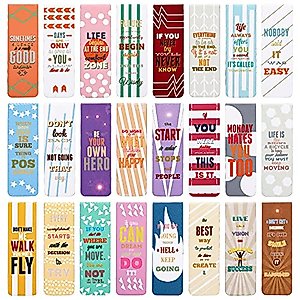 VETPW 30 Pieces Colorful Inspirational Magnetic Bookmarks, Motivational Words Magnet Page Markers Bookmarks Set, Magnetic Page Clips Bookmark for Students School Office Reading Supplies