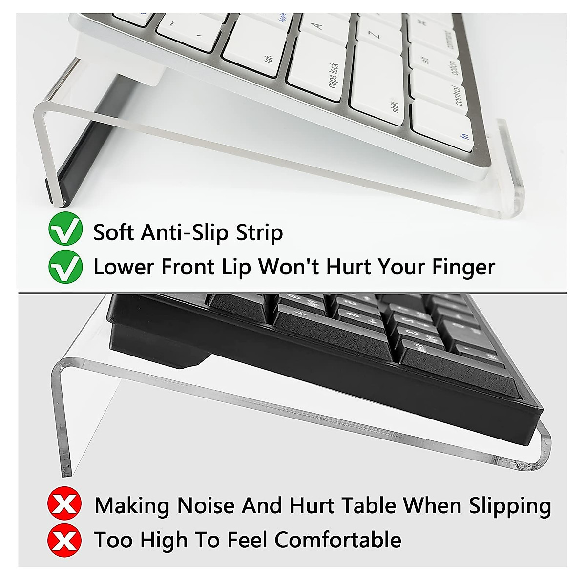 Egchi Small Computer Keyboard Stand, 11.8 x 5.1 Inch- Keyboard Tray for 78 Keys Keyboard, Acrylic Keyboard Riser Lift for Desk, keyboard Holder for Mini Computer Keyboard & Apple Magic Keyboard -Clear