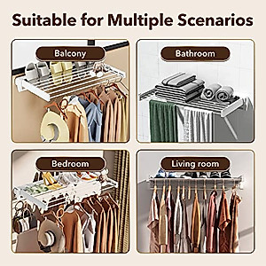 ADUUNKA Wall Mounted Laundry Drying Rack,Drying Rack Clothing Wall Mount,Foldable Clothing Rack,etractable Clothes Drying Rack