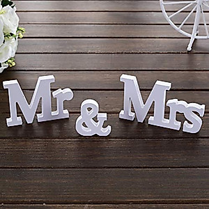 IronBuddy Mr Mrs Sign Letters 3D White Wooden Letters Decoration Wooden Mr and Mrs Letters for Party Wedding Table Decoration Photo Props (White)