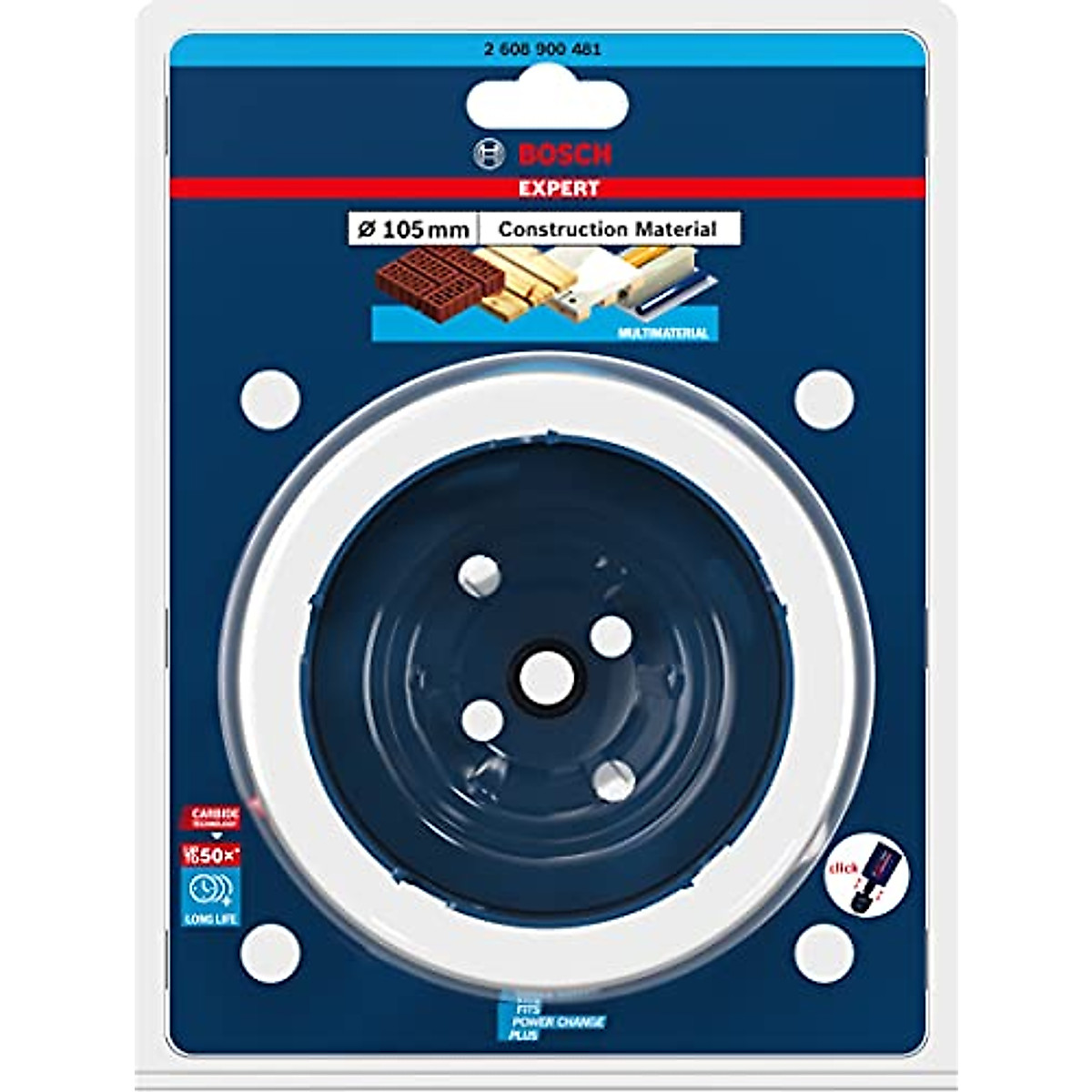 Bosch 1x Expert Construction Material Hole Saw (for Softwood, Chipboard, Ø 105 mm, Professional Accessory Rotary Drill/Drivers)