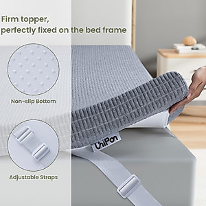 Unipon 3 Inch Firm Mattress Topper Full Size, Firm to Extra Firm Memory Foam Mattress Topper for Pressure Relief, Support Foam Bed Topper with Removable Bamboo Cover