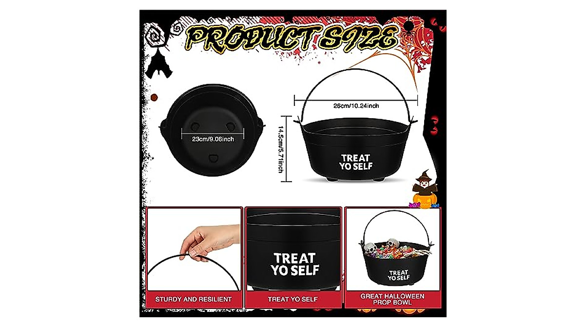 Uiifan 9 Inch Witch Cauldron for Halloween Decor