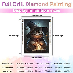 Diamond Painting Kits for Adults,Beautiful Cat Wizard 5D DIY Diamond Art Kits Full Drill Diamond for Gift Wall Decor Gem Arts Cute Cat 8 * 12inch
