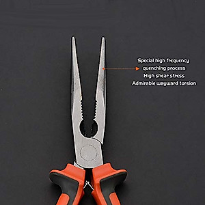 Edward Tools Pro-Grip Needle Nose Pliers 6” - Hard Carbon Steel Jaws - Spring Loaded Design for Easier Use - Ergo Soft Handle with Safety Ridge - Long Reach for Home, Fishing, Jewelry, Crafts (1)