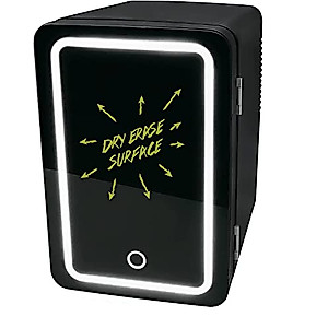 PERSONAL CHILLER 6L Mini Fridge Warm or Cooler – Portable LED Fridge for Makeup, Skincare, Snacks, & More – Mini Fridge for Bedroom Vanity with Lighted Glass, Black