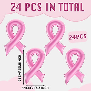 Deekin 12 Pieces 36 Inches Pink Ribbon Jumbo Foil Balloons Breast Cancer Awareness Foil Balloons Pink Metallic Balloons Breast Cancer Awareness Fundraisers Jumbo Foil Balloons