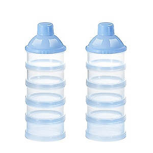 Accmor Baby Formula Dispenser, 5 Layers Stackable Formula Container, Milk Powder Formula Dispenser On The Go, Baby Feeding Travel Storage Container, BPA Free, Blue, 2 Pack