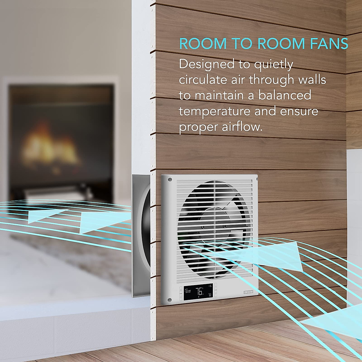 AC Infinity Room to Room Fan 8”, Two-Way Airflow Through-the-Wall Fan with Temperature Controller, Precise 10-Speed Quiet In-Wall Vent Fan for Kitchen, Laundry Room, and Workshops