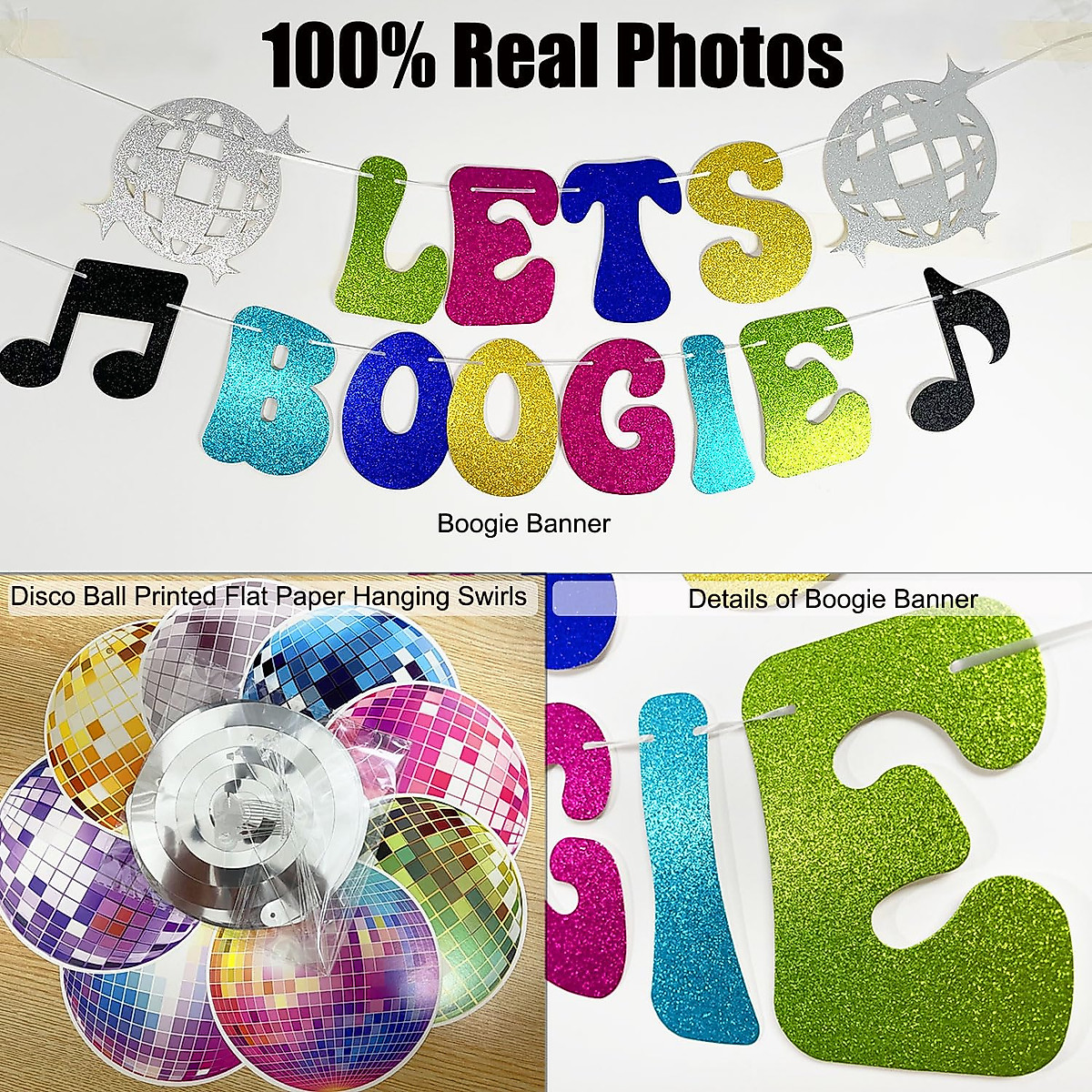 80's 90s Disco Themed Party Decorations Let's Boogie Banner Disco Ball Hanging Swirls Backdrop 70s Hanging Decor For Classroom Throwback Party Decorations Back To 60s 70s 80s 90s Dance Decade Party