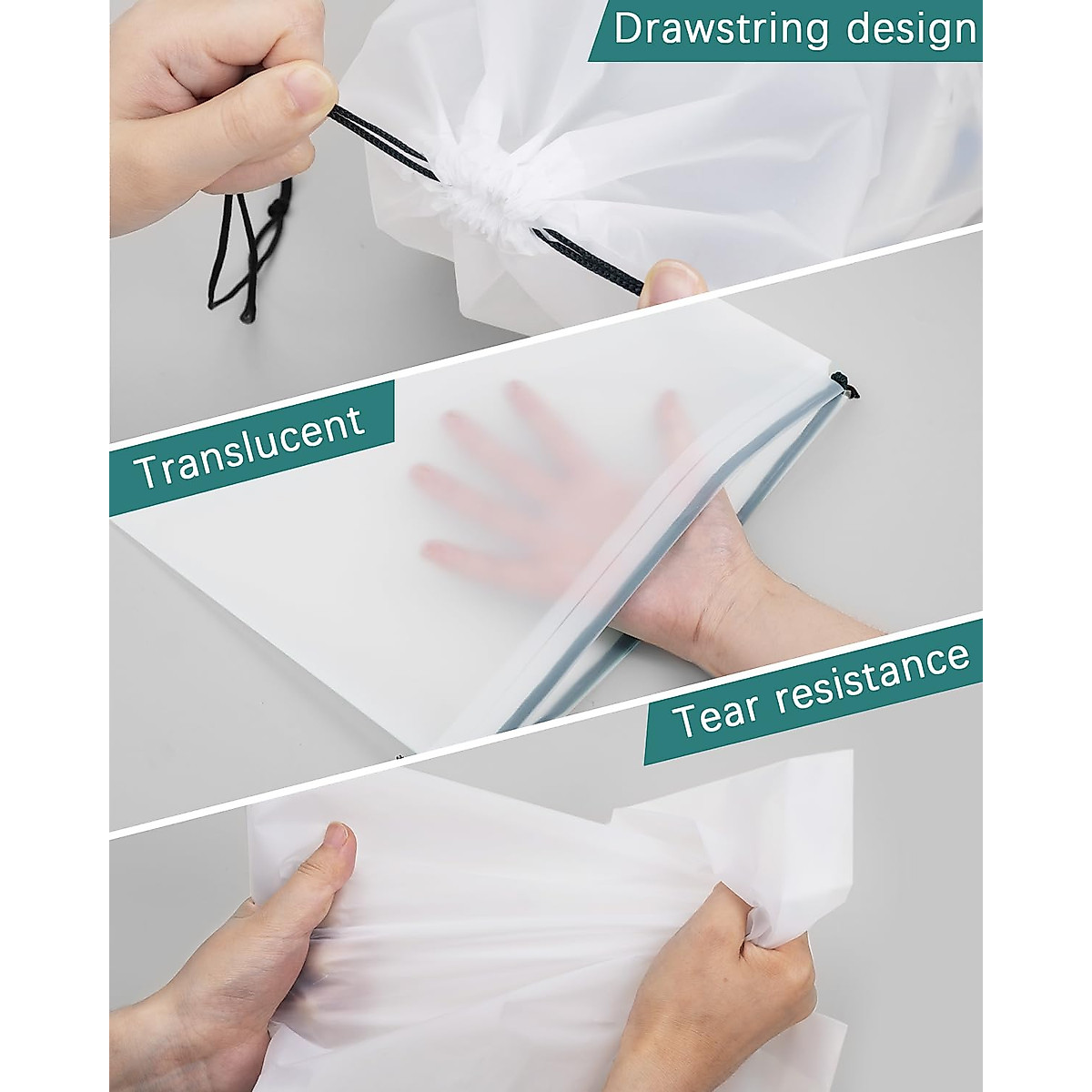 Shoe Bags for Travel, 50 Pcs Transparent Drawstring Shoe Bag, Travel Item Storage Bag, Large Storage Bag for Men and Women, Shoe Storage Bags Home Travel to Carry Convenient