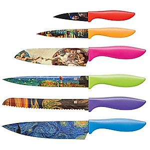 CHEF'S VISION Masterpiece Knife Set in Gift Box - Cool gifts for Art Lovers - 6 Piece Color Chef's Knives Set - Gifts for Family, Kitchen Gifts for Chefs, Unique Wedding Presents for Him and Her