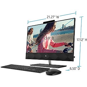 HP 23.8-inch Touchscreen All-in-One PC with Intel 10th Gen Processor, 64GB RAM, Windows 11 Pro, Bang & Olufsen Speakers, 3x USB 3.1, 3-in-1 Memory Card Reader, Keyboard/Mouse