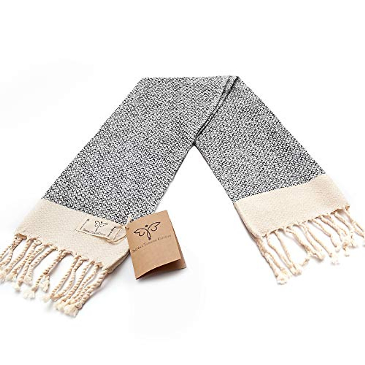 SMYRNA TURKISH COTTON Original Series Hand Towels - Set of 2 |16 x 40 in| 100% Turkish Cotton |Large, Soft Hand and Head Towels for Bathroom, Kitchen |No Shrink| Premium Luxury Set - Gray