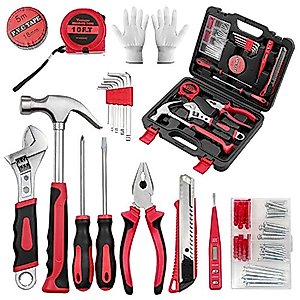 68 Pieces Tool Set,Tool Kit For Home With Storage Case (Black Red)