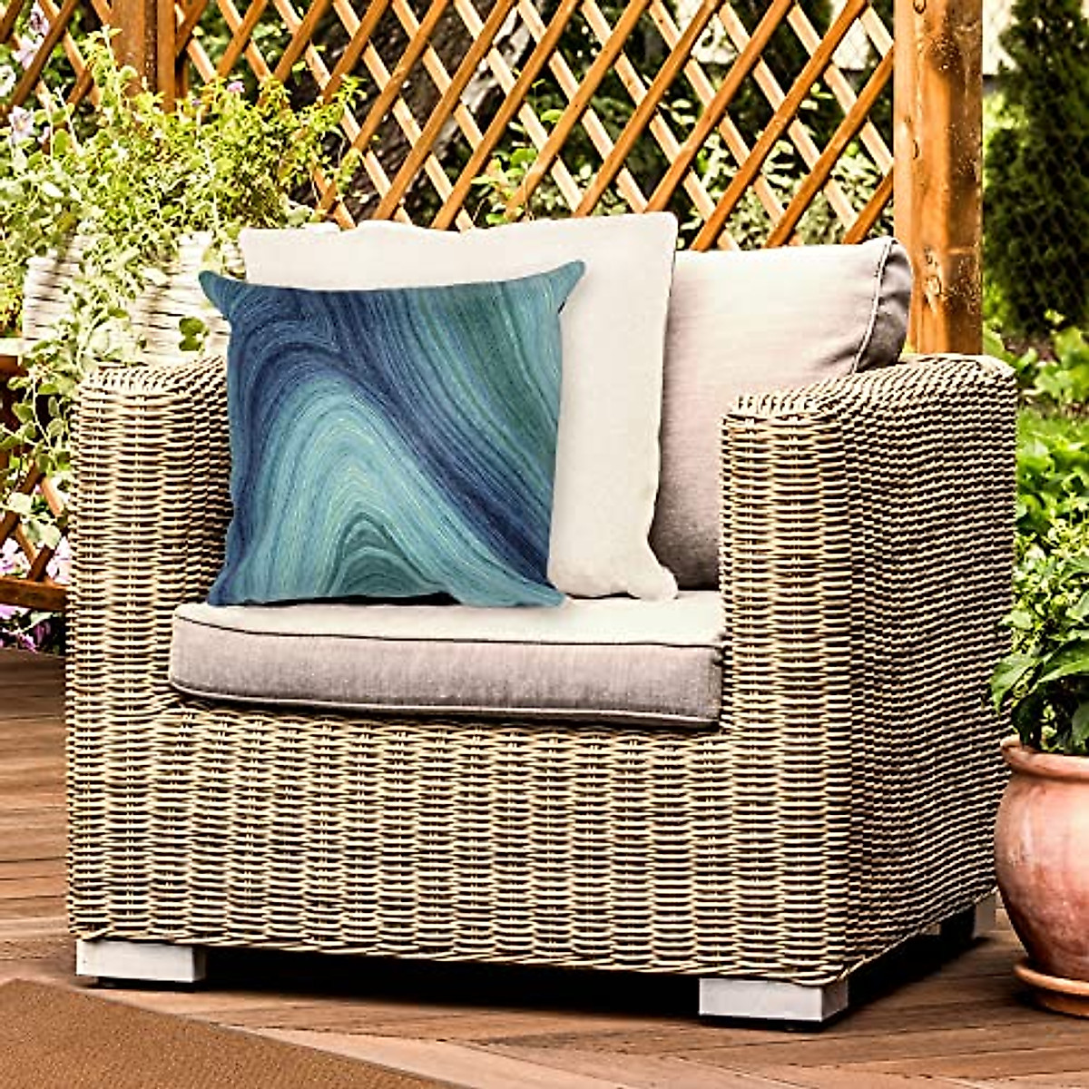 Liora Manne Visions III Pillow-Abstract, Ripples Gulf 12" x 20"