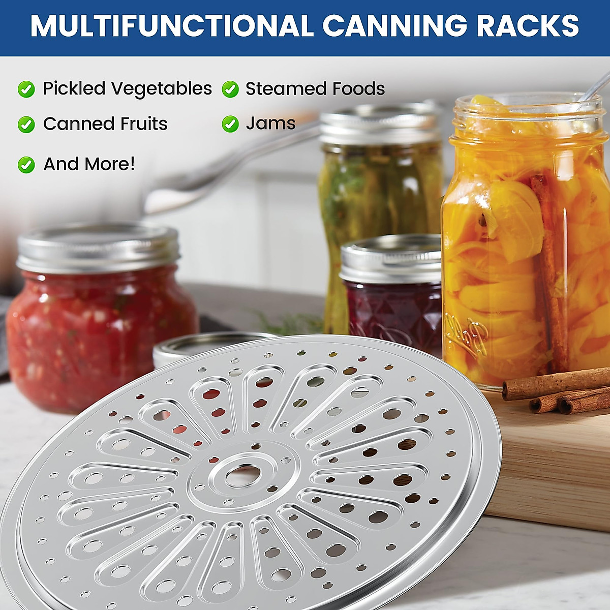KORCCI Pressure Canner Rack 2Pcs - Stainless Steel Canning Rack for Pressure Cooker, 11 Inch Canning Racks for Water Bath Canner, Canning Supplies - Compatible with Presto, All-American and More