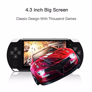 4.3'' 8GB 128 Bit Retro Handheld Game Console Portable Video Game Built in 10000 Games Built-in Support USB 2.0 High Speed Transmission (Black)