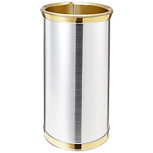 Kraftware Mylar Brushed Chrome/Brass 13-Inch Oval Waste Basket with 3/4-Inch Brushed Brass and Gold Bumper