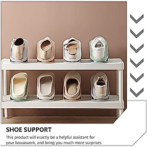 iplusmile Sneaker Thickened for Shelf Adjustable Holder Cabinet Bracket Clo, White Plastic Removable High Storage Clo Style Double-Layer Slipper Slots Support Stacker Dorm Shoe Organizer,