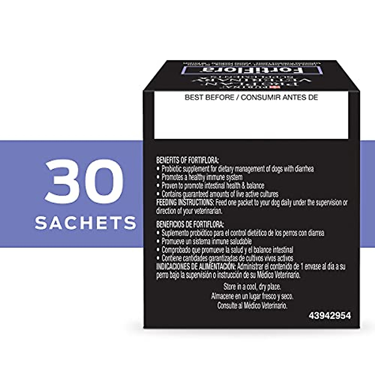 Purina FortiFlora Probiotics for Dogs, Pro Plan Veterinary Supplements Powder Probiotic Dog Supplement – 30 ct. box