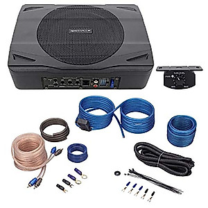 Rockville SS8P 400 Watt Slim Under-Seat Powered Car/Truck Subwoofer Sub+Amp Kit Black