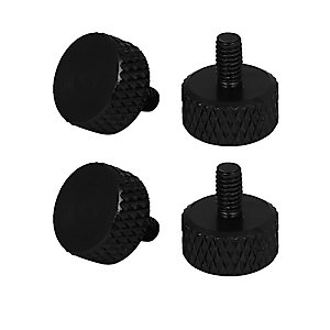 uxcell Computer PC Graphics Card M3.5x6mm Flat Head Knurled Thumb Screws Black 4pcs
