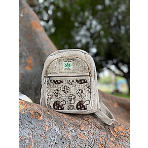 shroom hemp backpack, Small backpack, cotton stripe backpack, hippie backpack, trekking backpack, traveling backpack, nepali backpack, himalayan backpack, hemp backpack, small hemp backpack