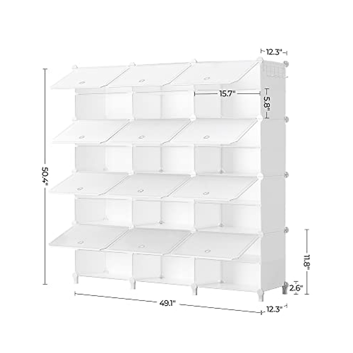 DINMO Shoe Rack, 8 Tier Shoe Storage Cabinet, 48 Pair Plastic Shoe Organizer for Closet Hallway Bedroom Entryway, White