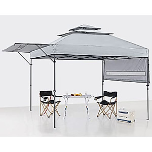 ABCCANOPY Pop up Gazebo Canopy 3-Tier Instant Canopy with Adjustable Dual Half Awnings (Gray)