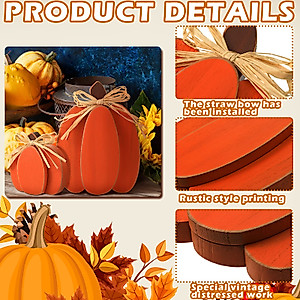 Ferraycle 3 Pcs Thanksgiving Pumpkin Decor Fall Decor Autumn Farmhouse Sign Rustic Tiered Tray Decorations Table Centerpieces Standing Wooden Block Sign for Halloween Home Kitchen