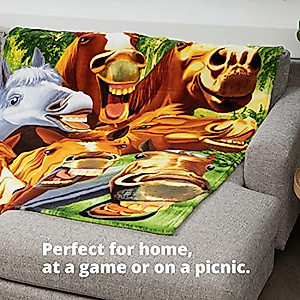 Dawhud Direct Cartoon Selfie Horses Fleece Blanket for Bed, 50" x 60" Horses Fleece Throw Blanket for Women, Men and Kids - Super Soft Plush Horse Blanket Throw Plush Blanket for Horse Lovers