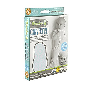 Woombie Convertible Unvented Nursery Swaddling Blankets, Mint O's, 14-19 Pounds