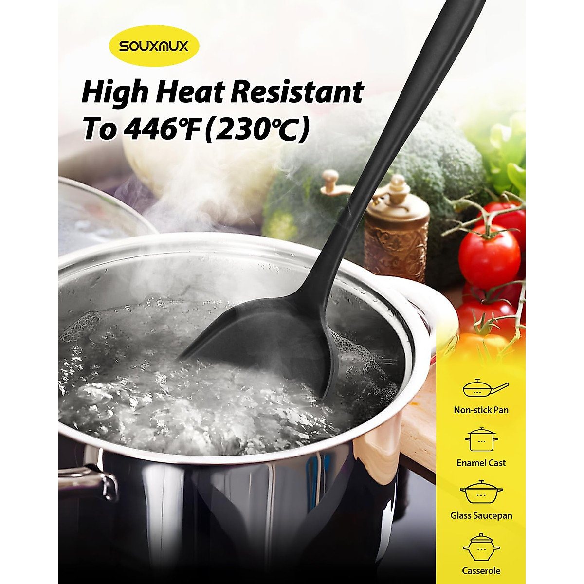 4 Pcs Silicone Kitchen Utensils Set, Wok Spatulas-Slotted Turner-Cooking Spoon-Slotted Spoon, Nonstick BPA Free High Heat Resistant Cooking Utensils for Frying, Mixing, Serving, Draining, Stirring