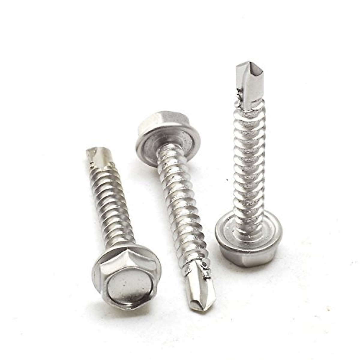 Stainless #8 Hex Washer Head Self Drilling Sheet Metal Tek Screws with Drill Point(1/2" to 2-1/2" Lengths),100 Pieces (#8 x 3/4"(M4.2 x 19mm))