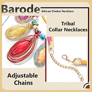 Barode African Statement Choker Necklaces Colorful Chunky Bib Collar Necklace Ethnic Indian Tribal Jewelry Set for Women (A)
