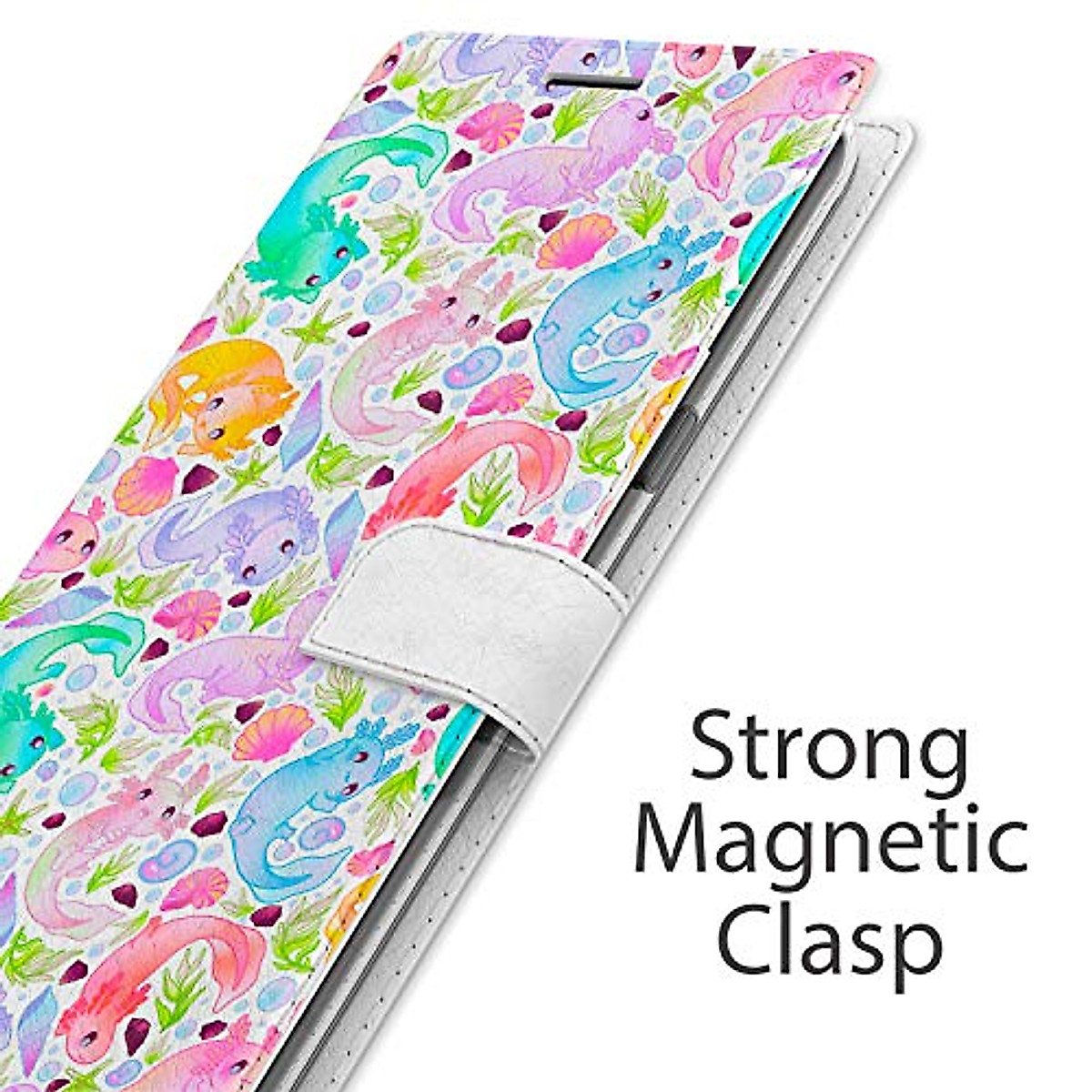 Wallet Phone Case Compatible with LG Velvet 5G G8 ThinQ G8X G7 V60 V50 V40 W30 W10 K61 Shockproof Cute Cartoon Ocean Folio Cover PU Leather Protective Kawaii Axolotls Magnetic Colorful Card Holder